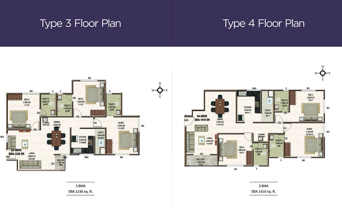 2/3 BHK Luxury Apartments & Flats Kottayam | Confident Blueberry